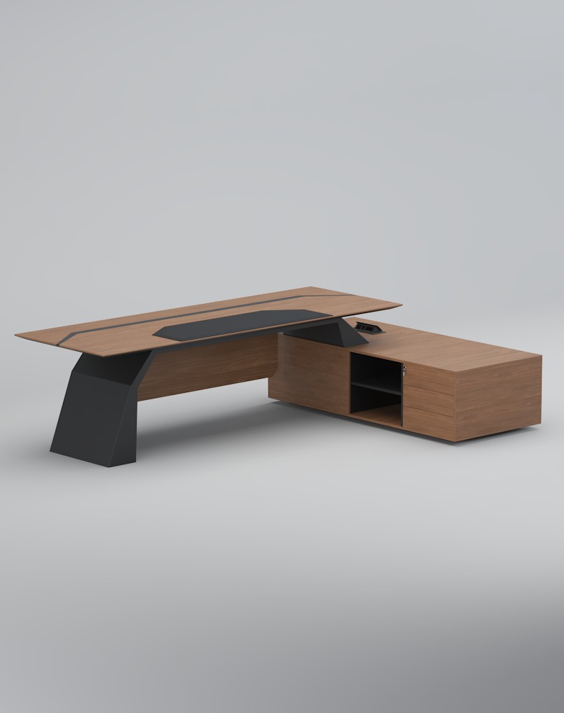 Crystal Executive Desk (Black Leg) - Highmoon Office Furniture ...