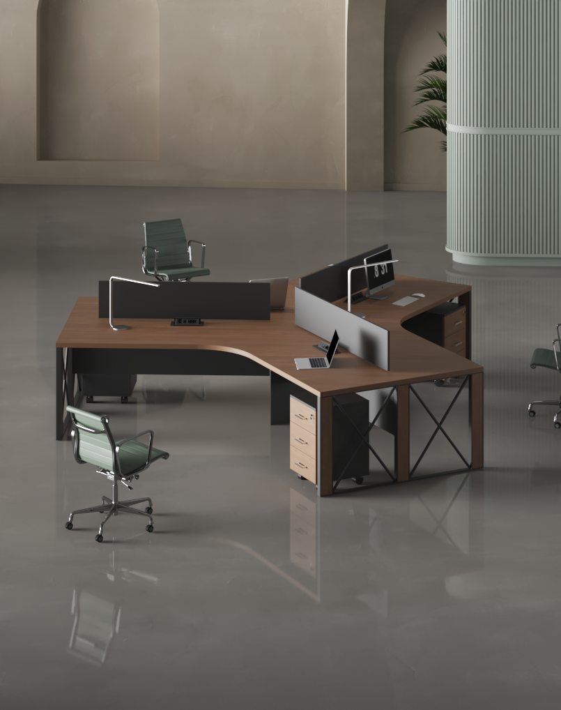 Cube 3 Cluster Workstation (Black Leg) - Highmoon Office Furniture ...