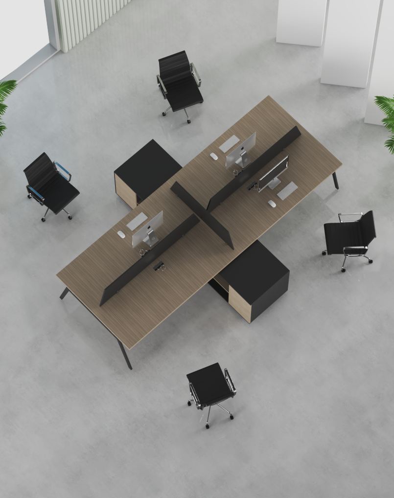 Orange 4 Cluster L Shaped Workstation | Highmoon Furniture