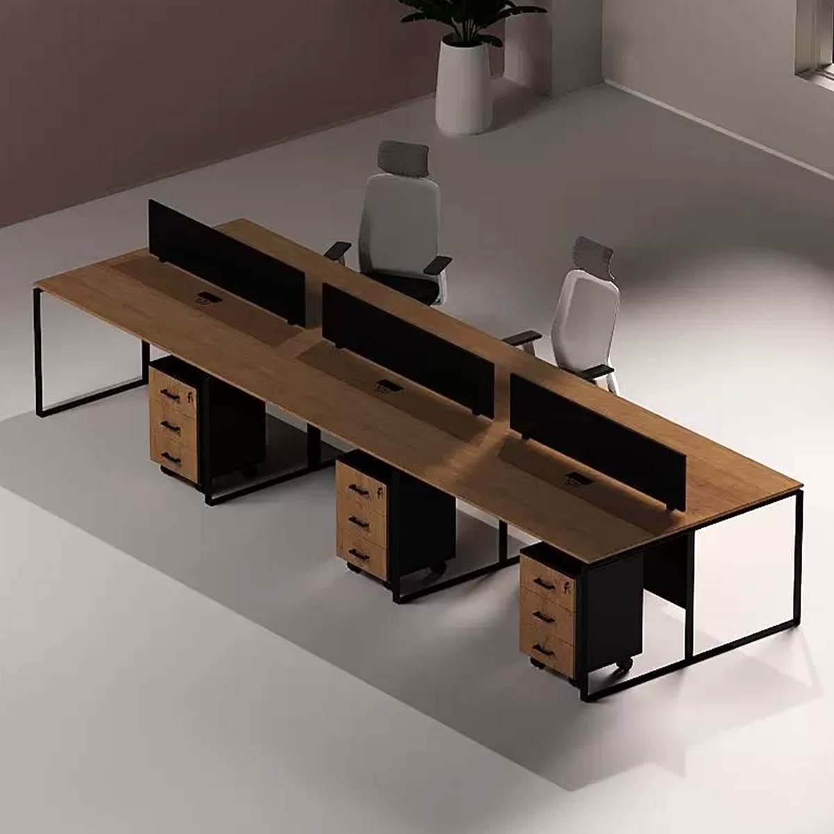 Sync 6 Cluster Workstation (Black Leg) | Highmoon Office Furniture